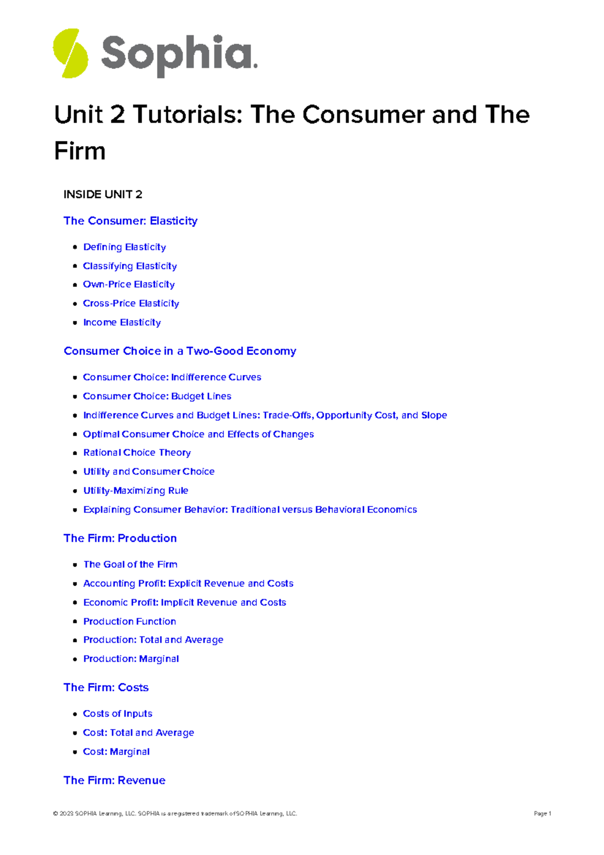Unit 2 tutorials the consumer and the firm - Unit 2 Tutorials: The Consumer and The Firm INSIDE ...