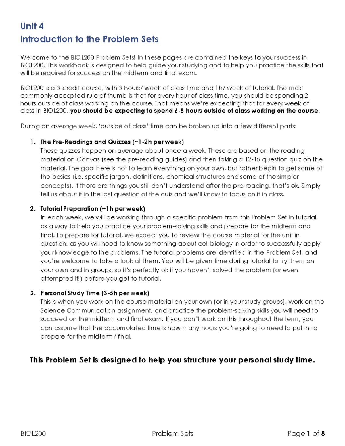 Unit4 Problem Set - Practice - Unit 4 Introduction to the Problem Sets ...
