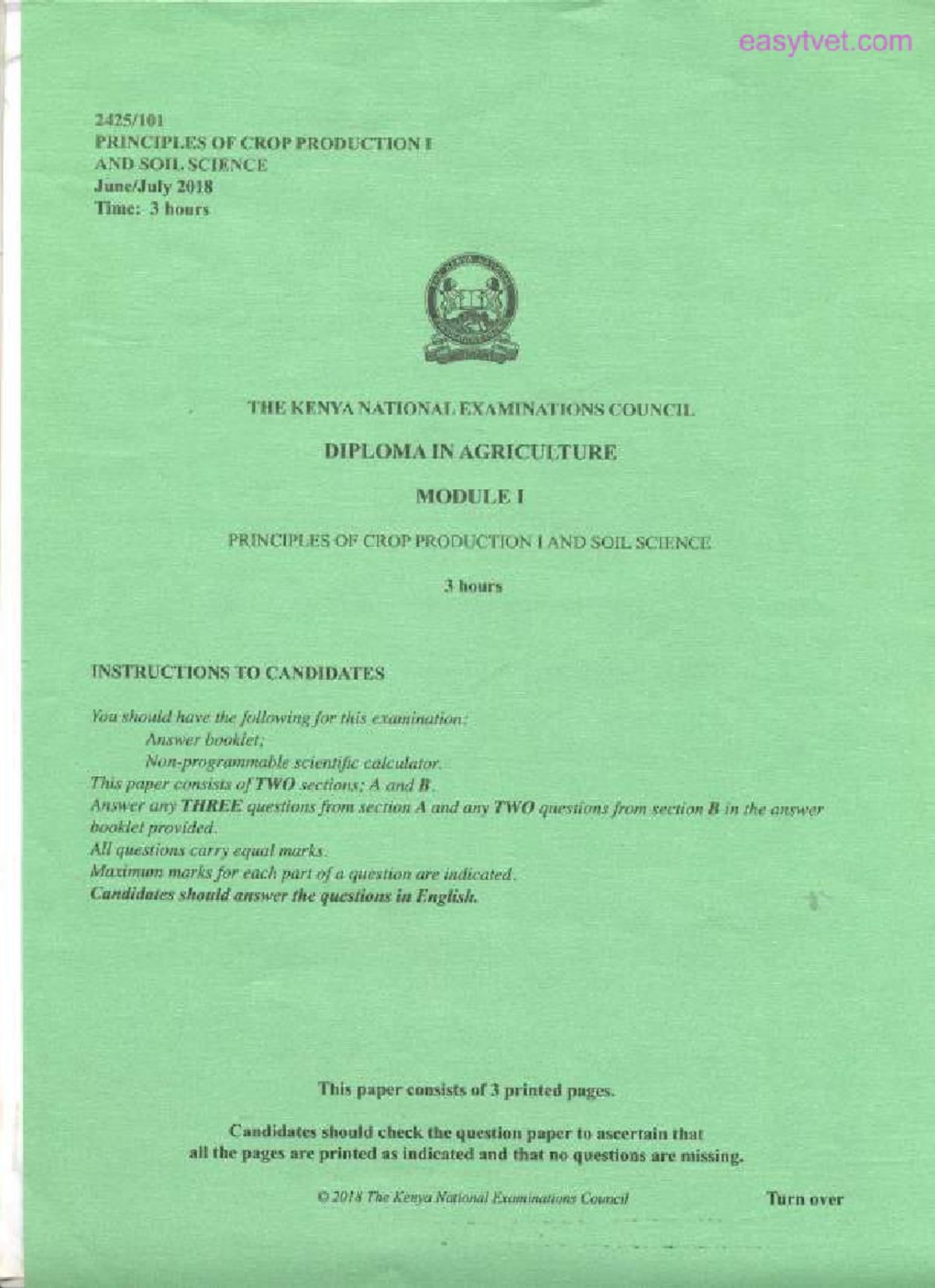 2018 july - Review - easytvet PRINCIPLES OF CROP PRODUCTION I AND SOIL ...