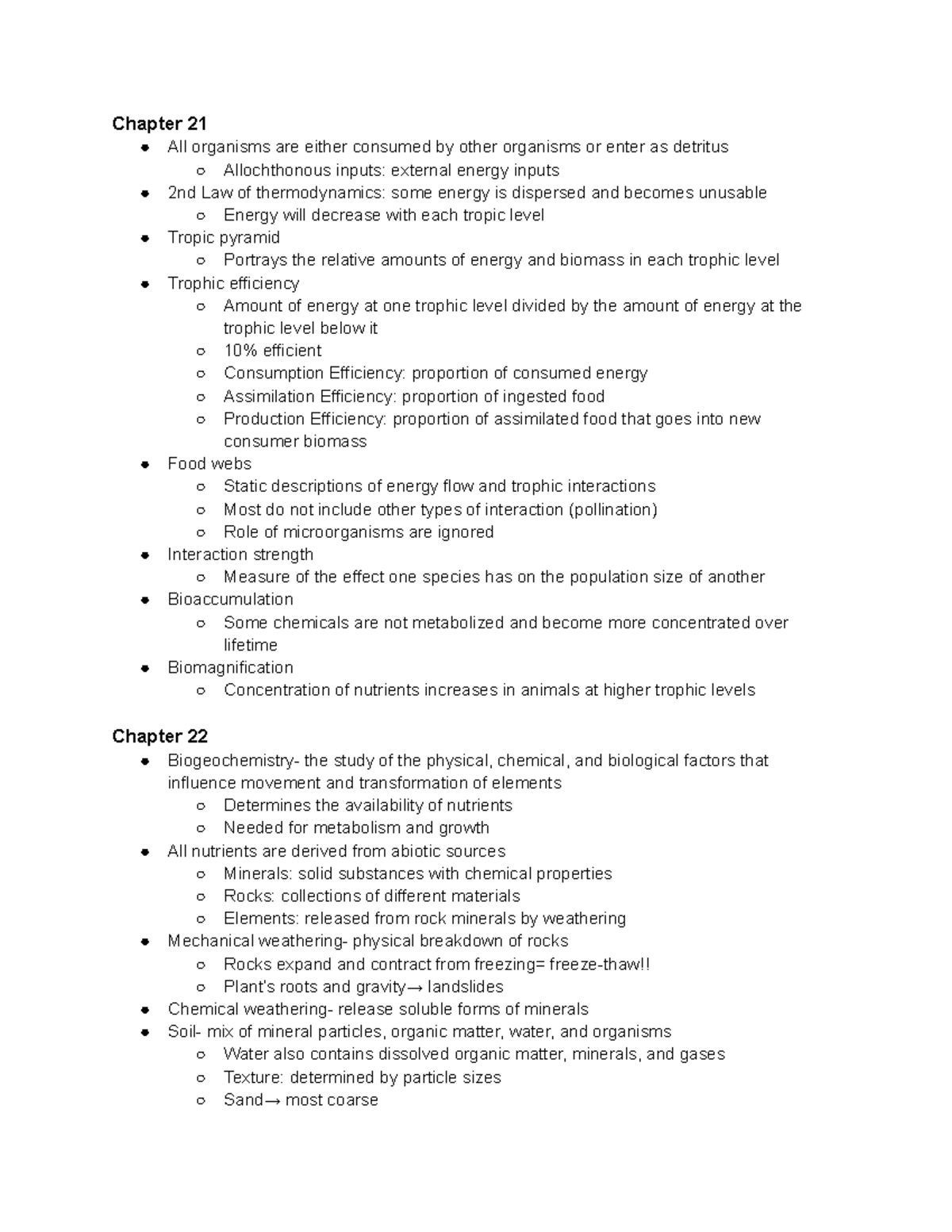 Principles of Ecology Chapters 21+22 - Chapter 21 All organisms are ...