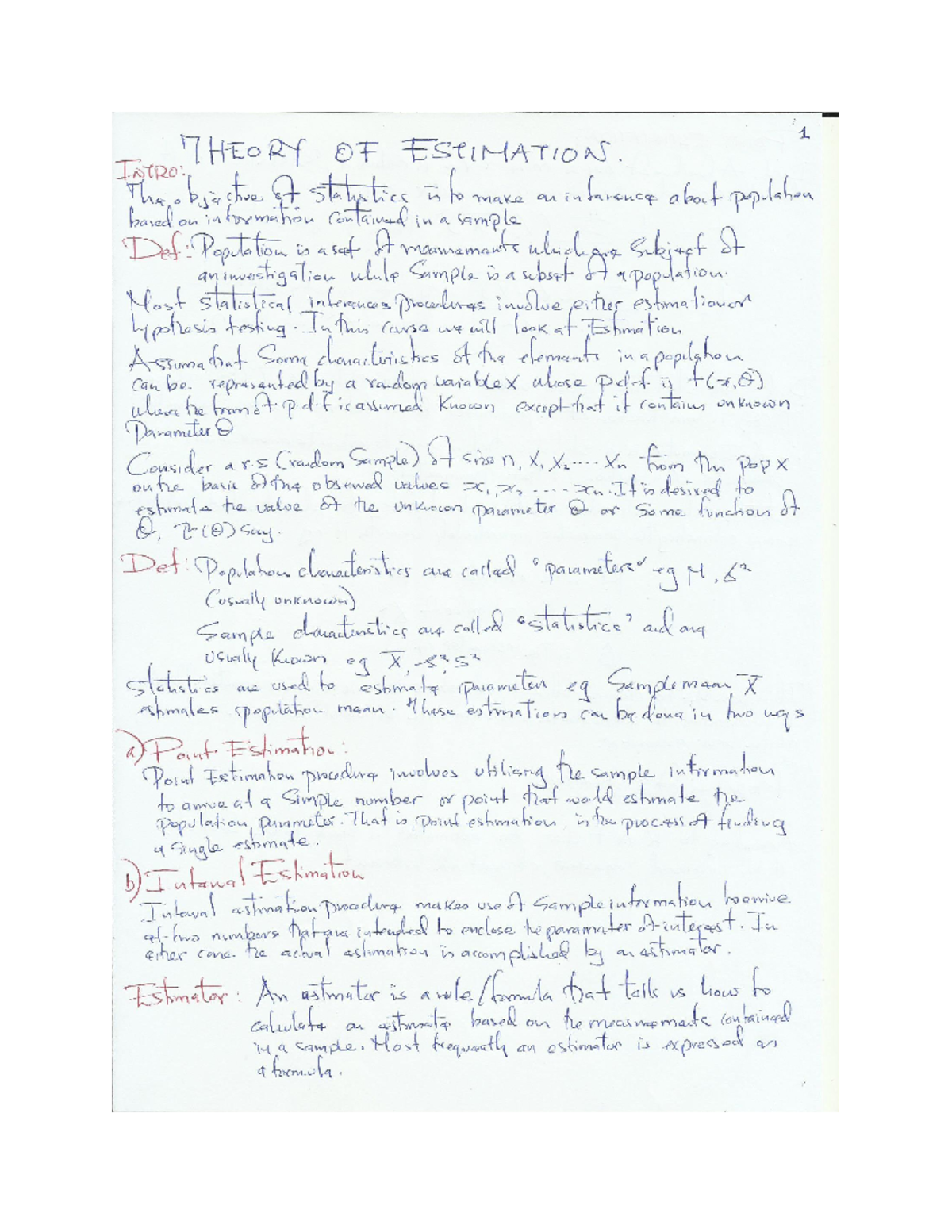 Theory of estimation-Lesson I - Education art - Studocu