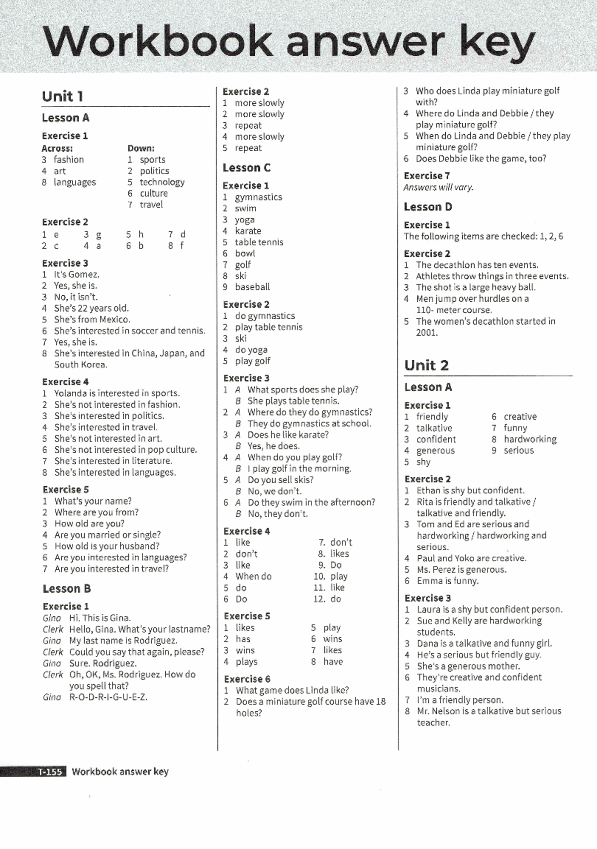 Four Corners 2 workbook answers - English - Studocu
