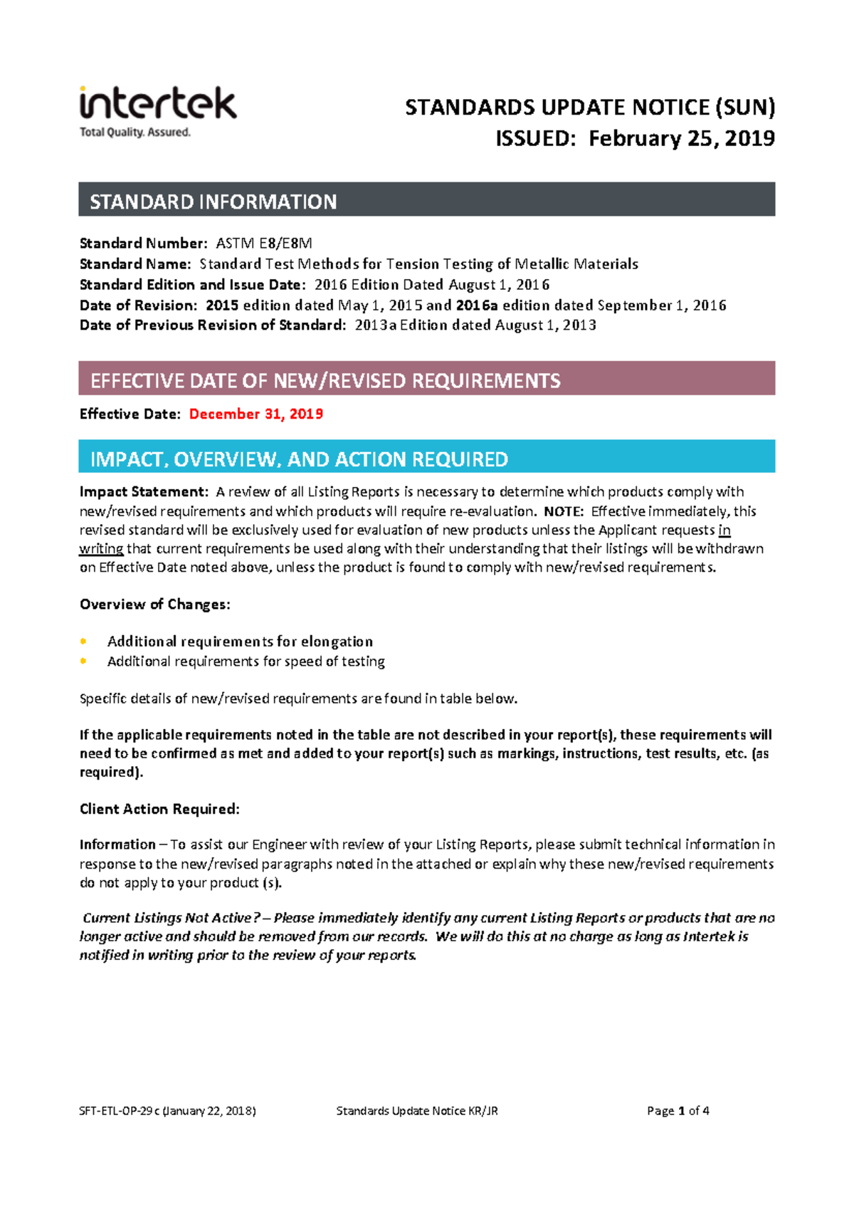 ASTM E8 E8M Rev 9 1 2016 ED 12 31 2019 - STANDARDS UPDATE NOTICE (SUN ...