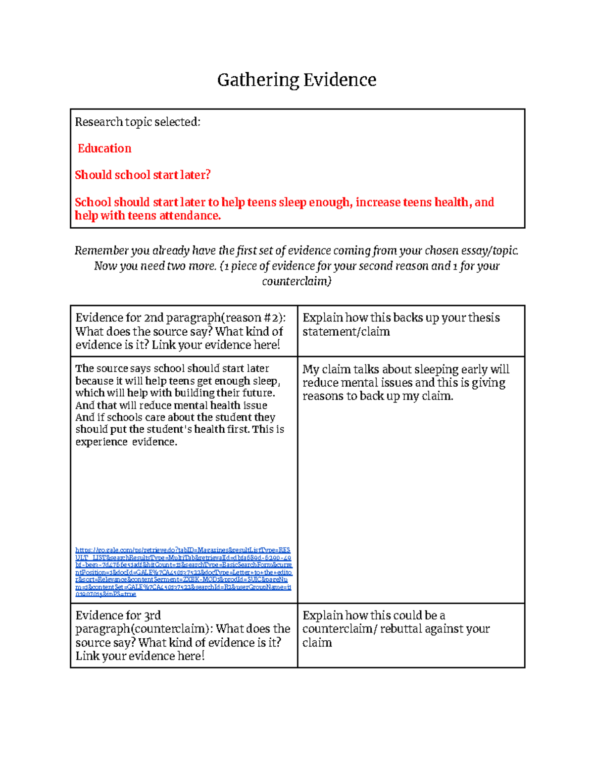 Copy of Copy of Gathering Evidence - Gathering Evidence Research topic ...