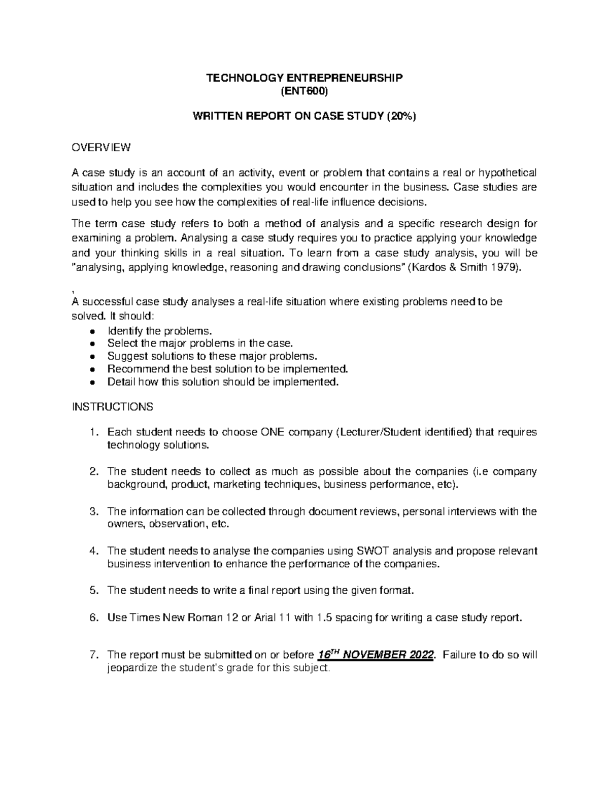 ENT600 Individual Assignment - TECHNOLOGY ENTREPRENEURSHIP (ENT600 ...