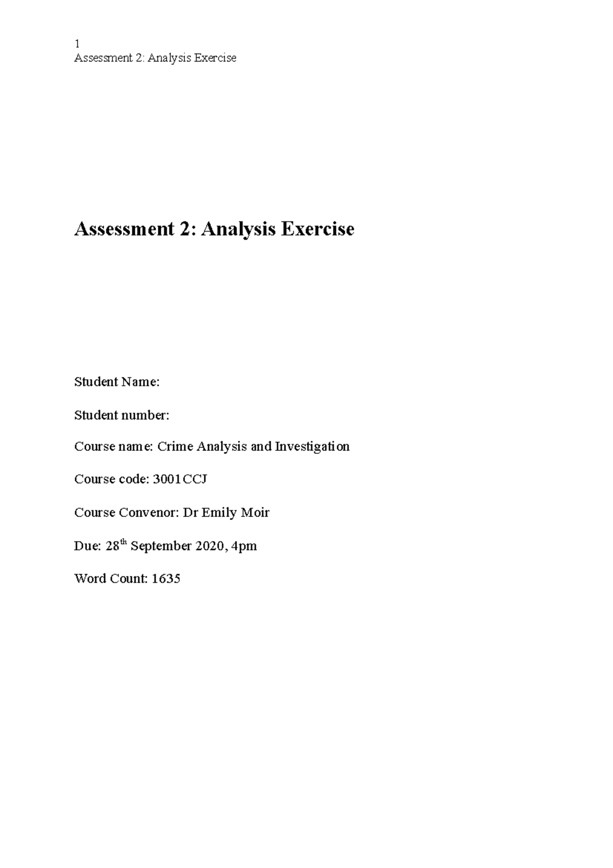 Assessment 2 Crime Analysis and Investigation - Assessment 2: Analysis ...