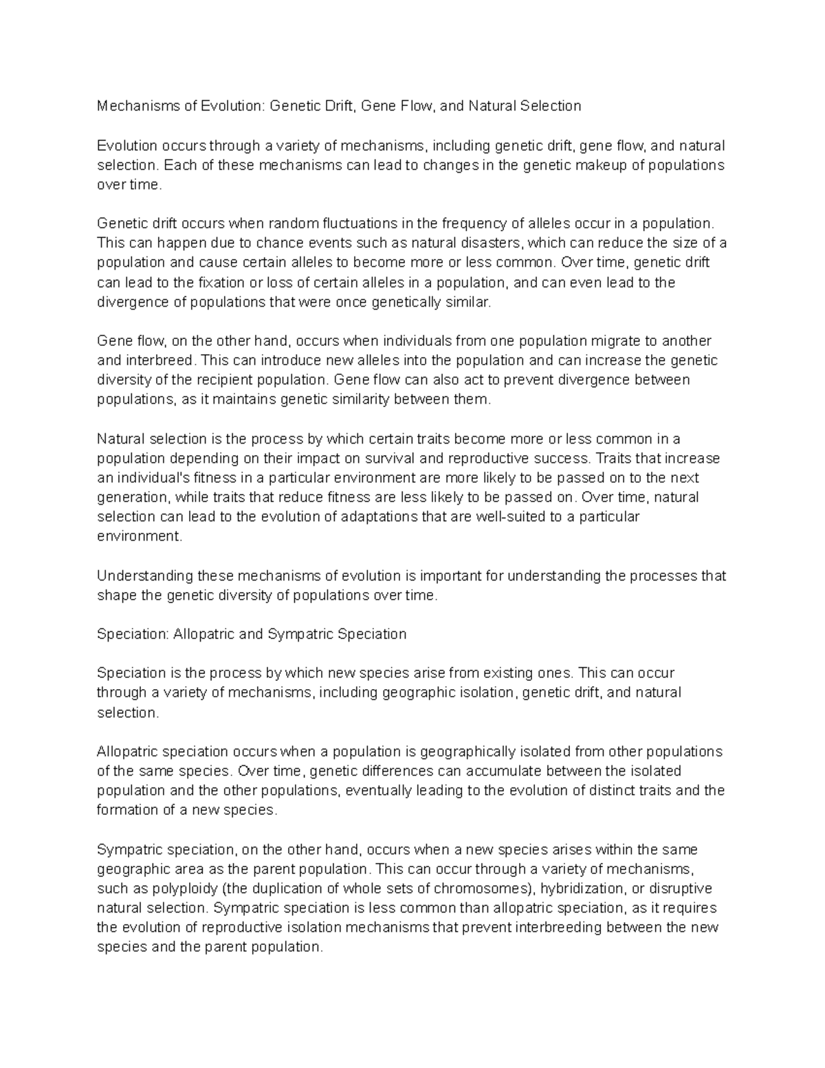 Evolution 7-8 - Units 7 and 8 - Mechanisms of Evolution: Genetic Drift ...