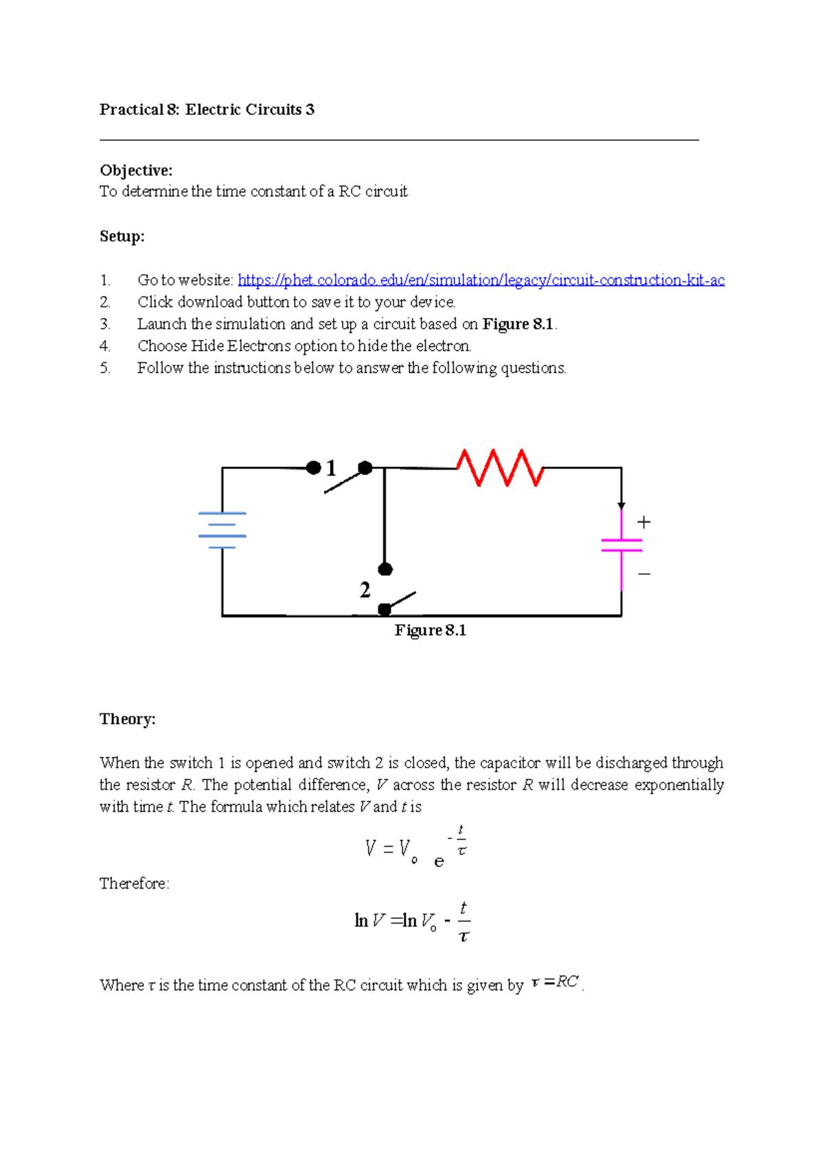 Updated Practical 8 Lab Manual-OTL - Practical 8: Electric Circuits 3 ...
