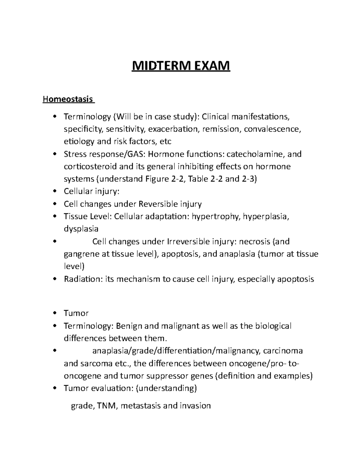 Virtual Midterm EXAM - asignment - MIDTERM EXAM Homeostasis Terminology ...