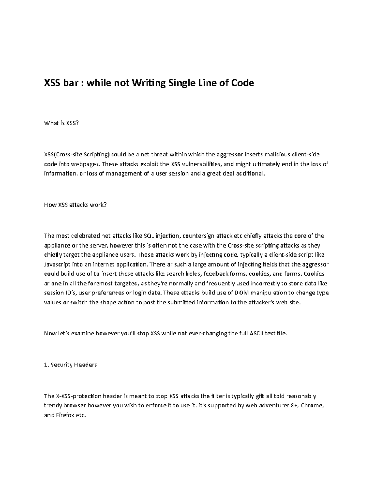 XSS bar while not Writing Single Line of Code - These attacks exploit ...