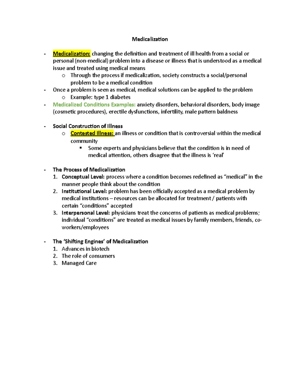 Medicalization SOC381 - Medicalization Medicalization: changing the ...