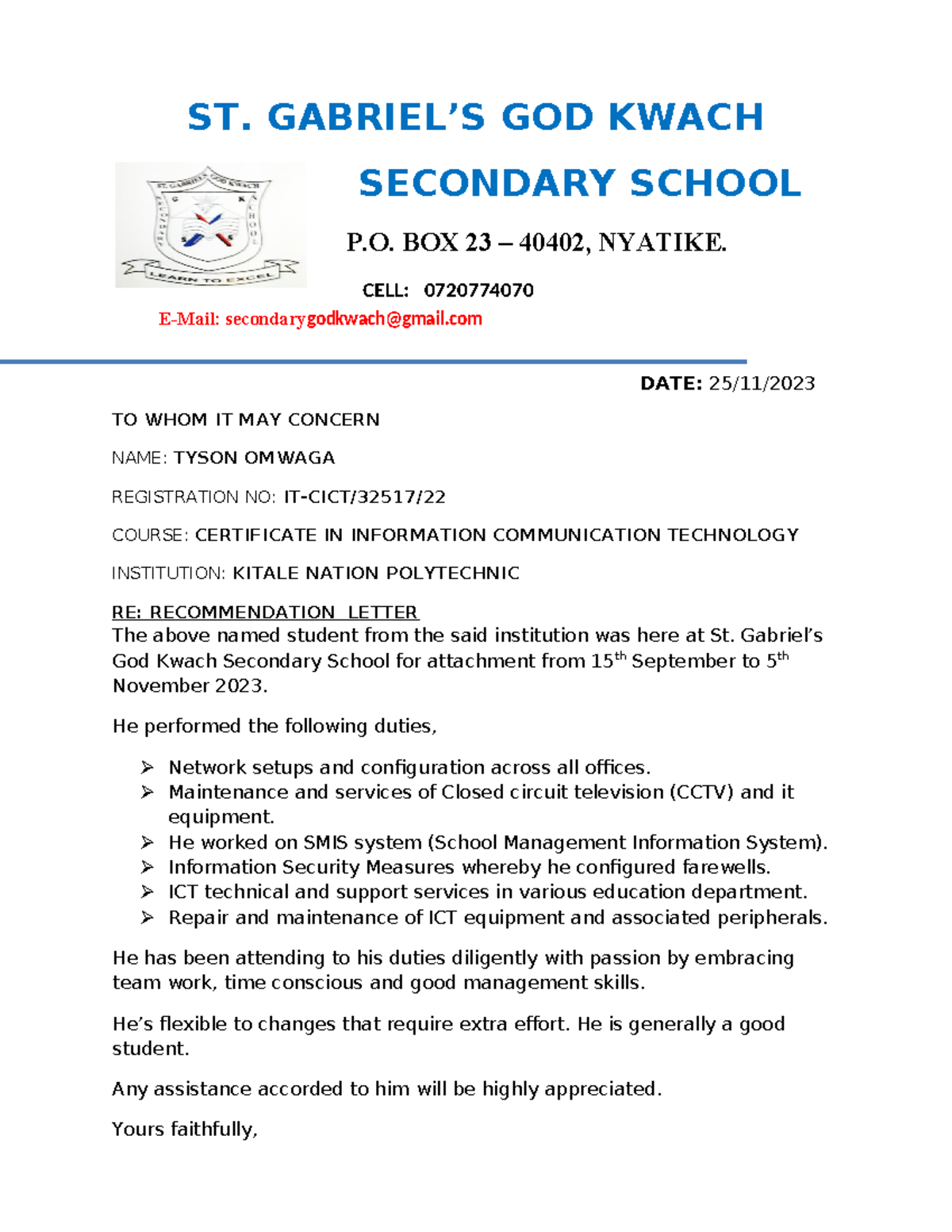 Jacob Bello (Autosaved) - ST. GABRIEL’S GOD KWACH SECONDARY SCHOOL P ...