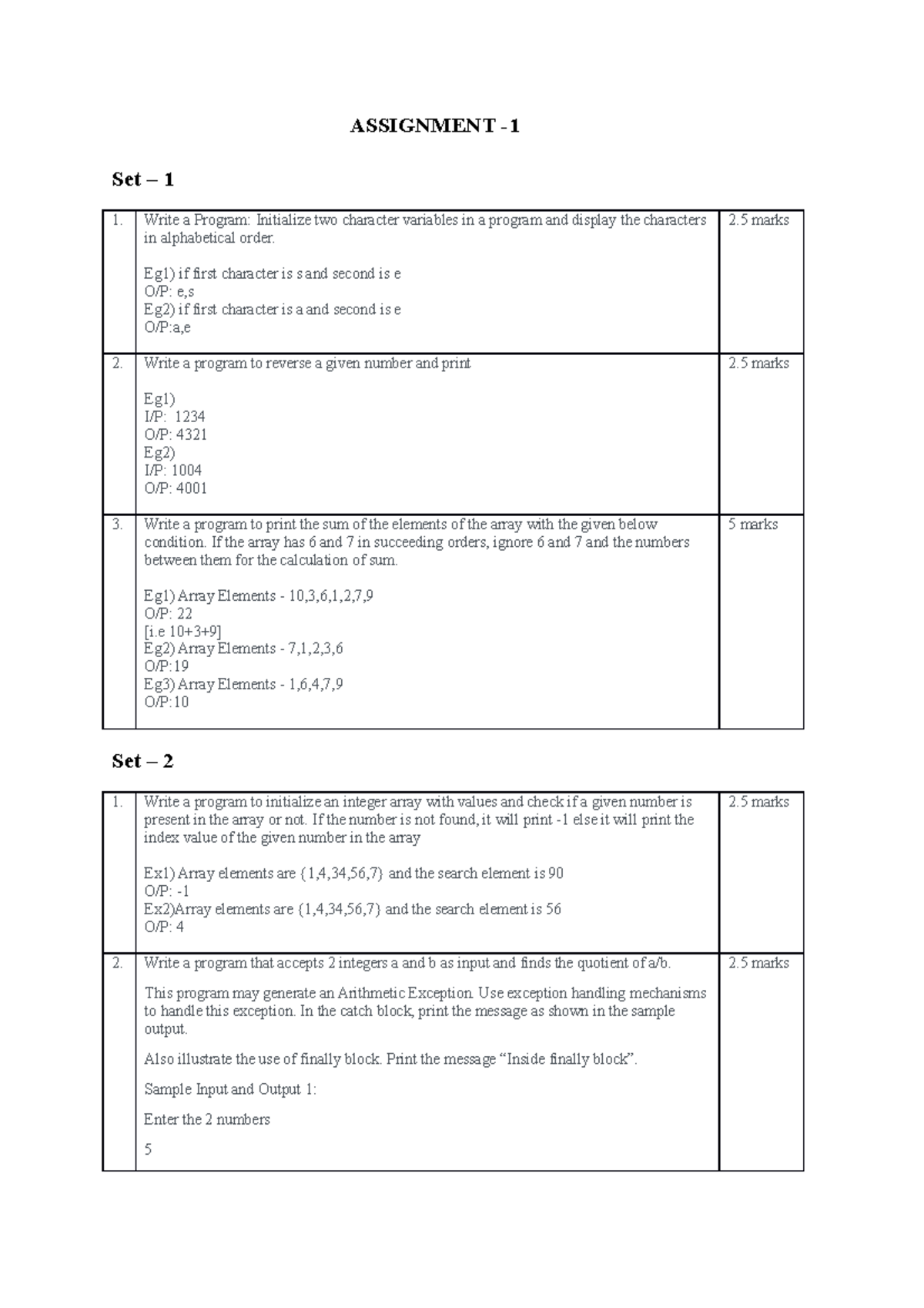 Assignment -1 Physical Mode - ASSIGNMENT - Set – 1 Write a Program ...