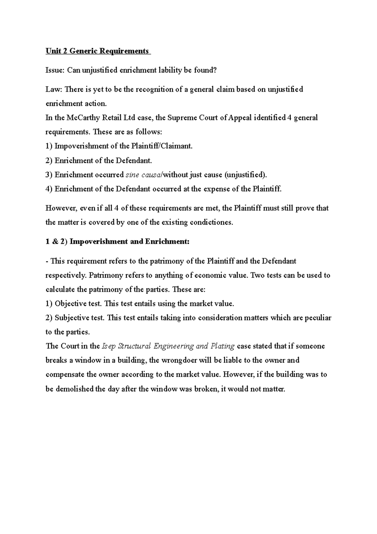 Unit 1 Generic Requirements - Unit 2 Generic Requirements Issue: Can ...