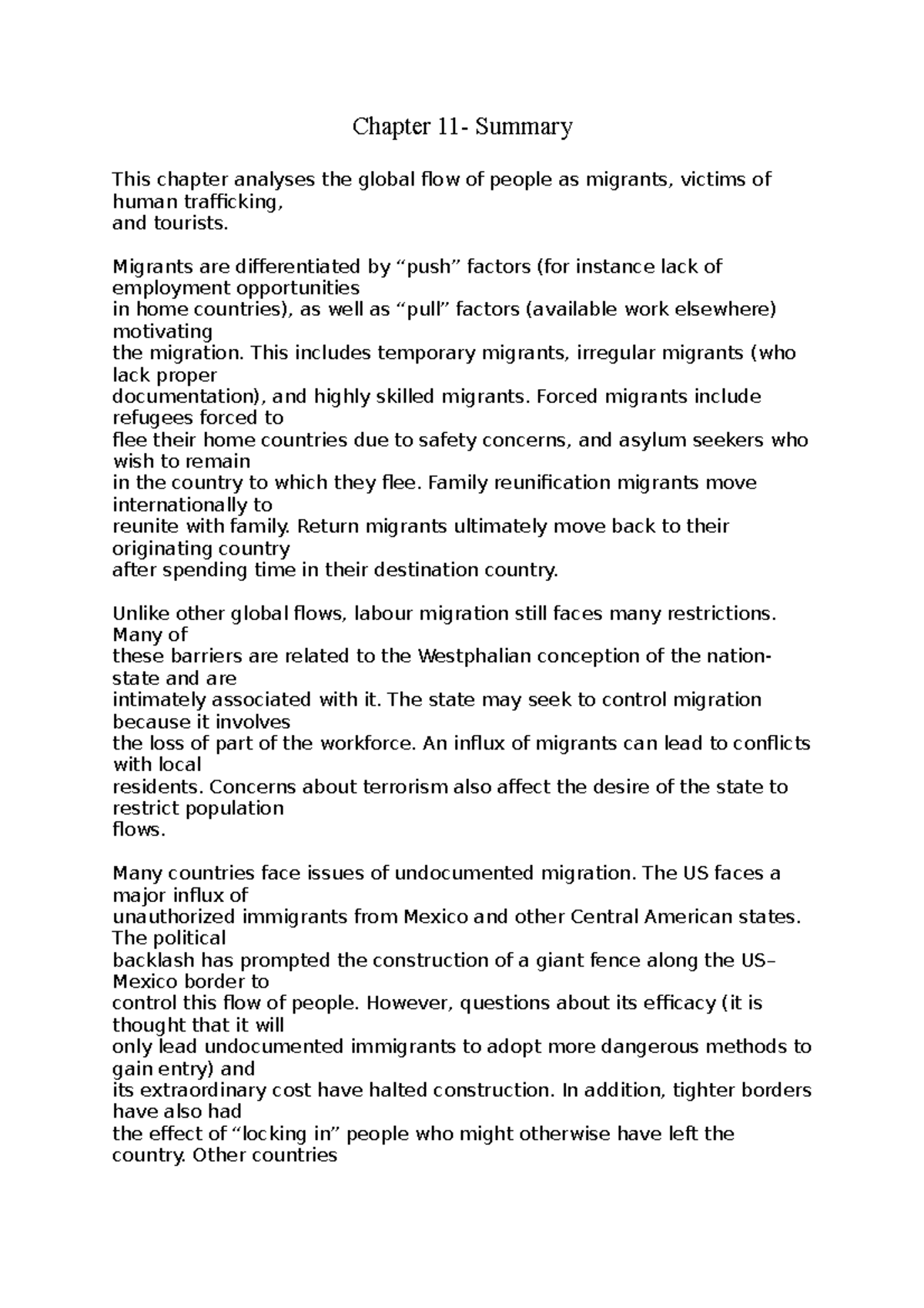Chapter 11 Summary - Globalization - Chapter Summary This chapter ...