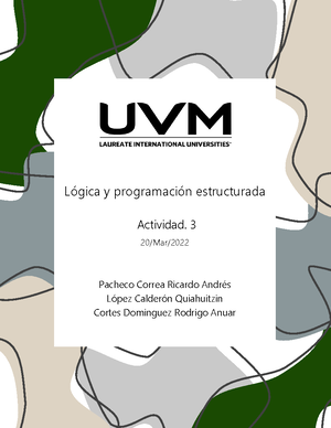 Lógica y programación estructurada - PROG0103 - UVM - Studocu