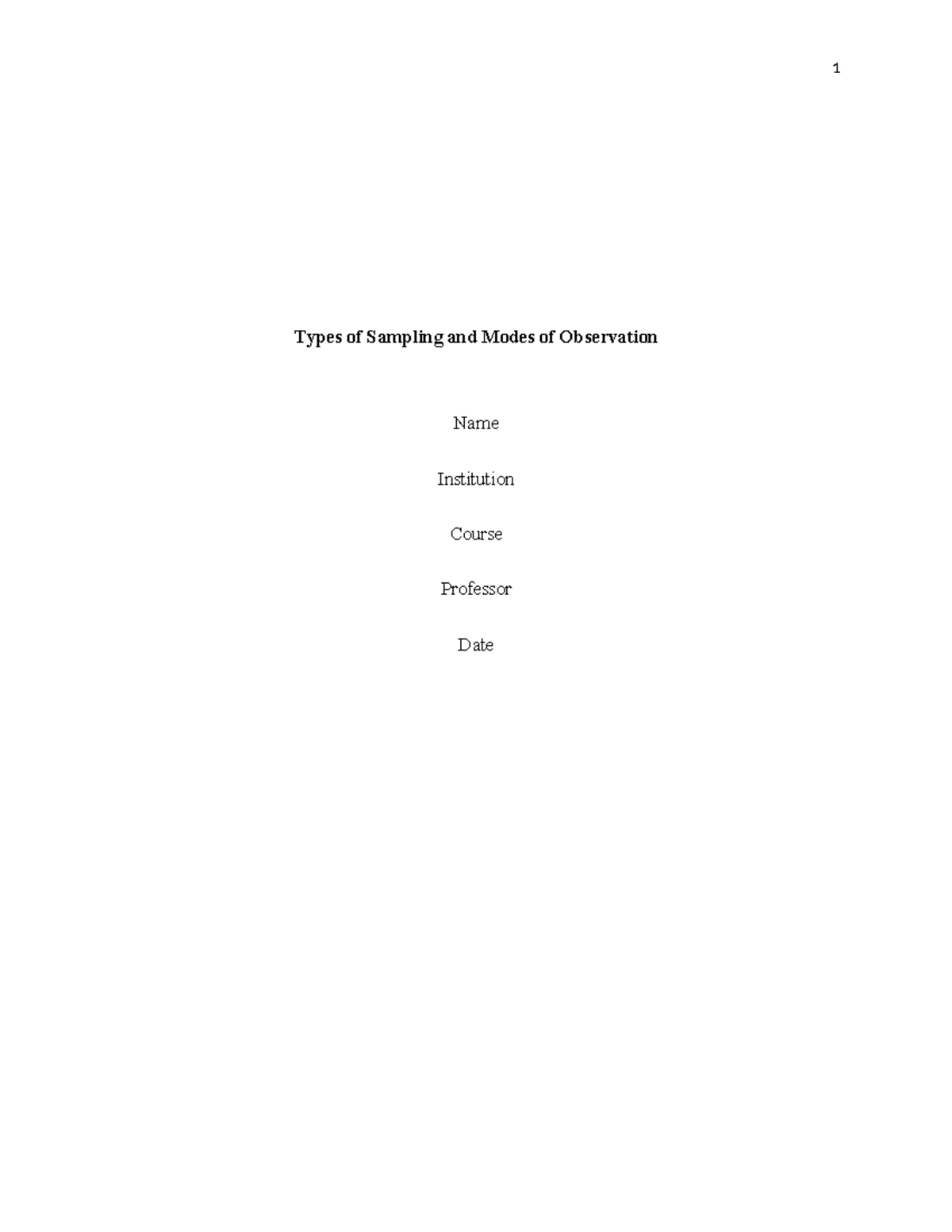 Types of Sampling and Modes of Observation - Types of Sampling and ...