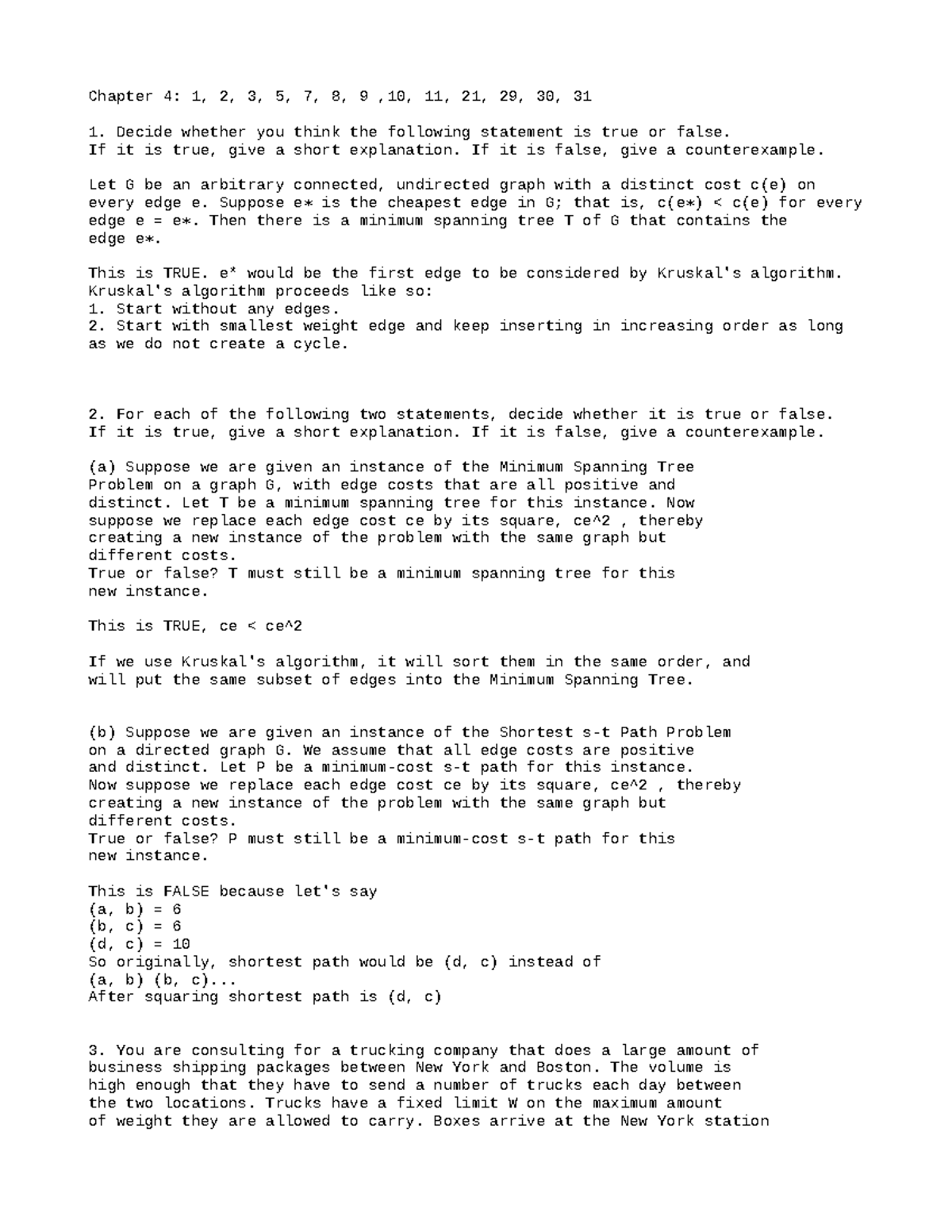 CS323 CHAP 4 Practice - Chapter 4: 1, 2, 3, 5, 7, 8, 9 ,10, 11, 21, 29, 30, 31 Decide whether ...