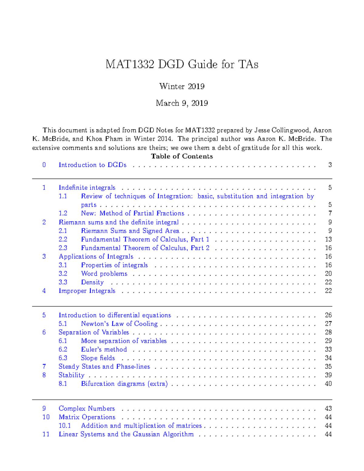 DGDNotes For TA - All DGD notes - MAT1332 DGD Guide for TAs This ...