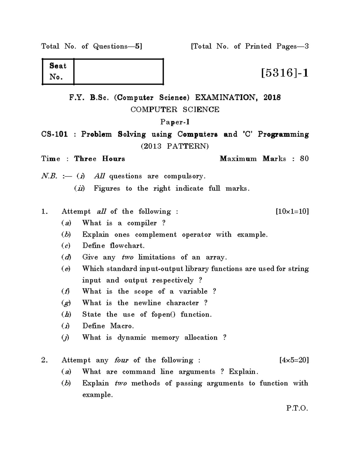 Exam 23 March 2018, questions - Total No. of Questions—5 5] [Total No ...