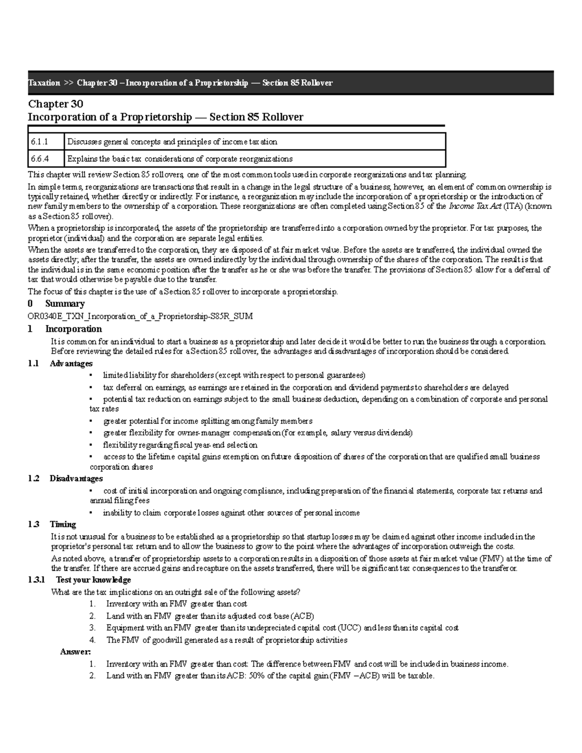 CPA knotia section 85 incorp - Taxation >> Chapter 30 – Incorporation ...