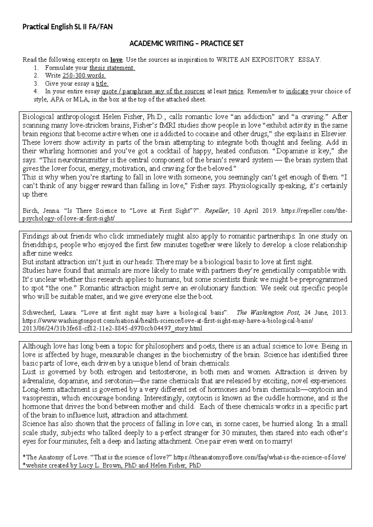 Set A - love - sfsfd - Practical English SL II FA/FAN ACADEMIC WRITING ...