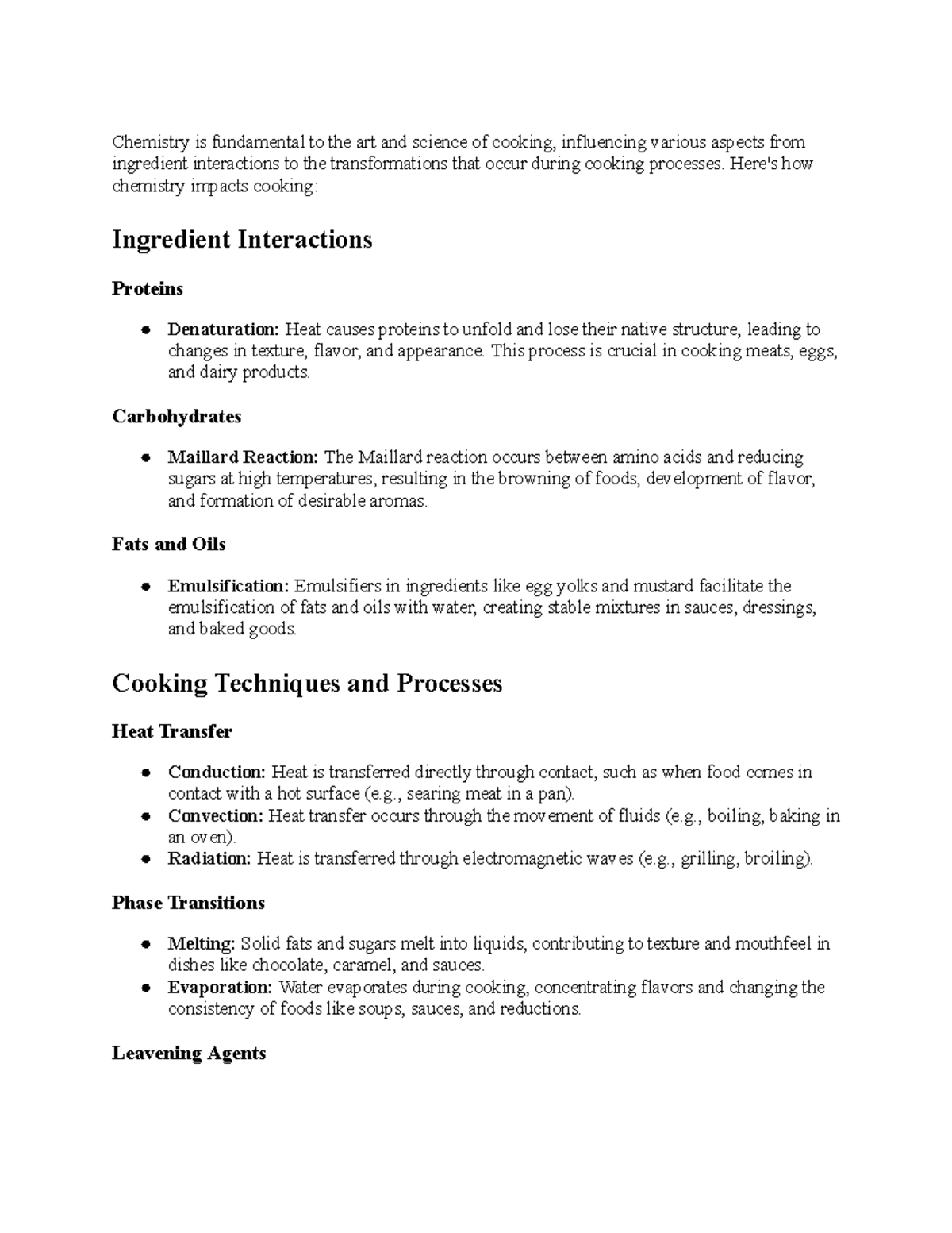 Chemistry IN Cooking - Chem - Chemistry is fundamental to the art and ...