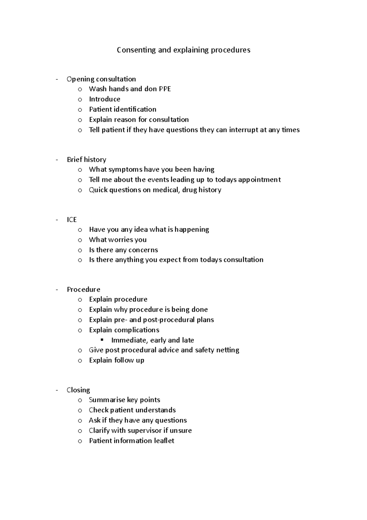 Consenting and explaining procedures lumber puncture, chest drain and ...