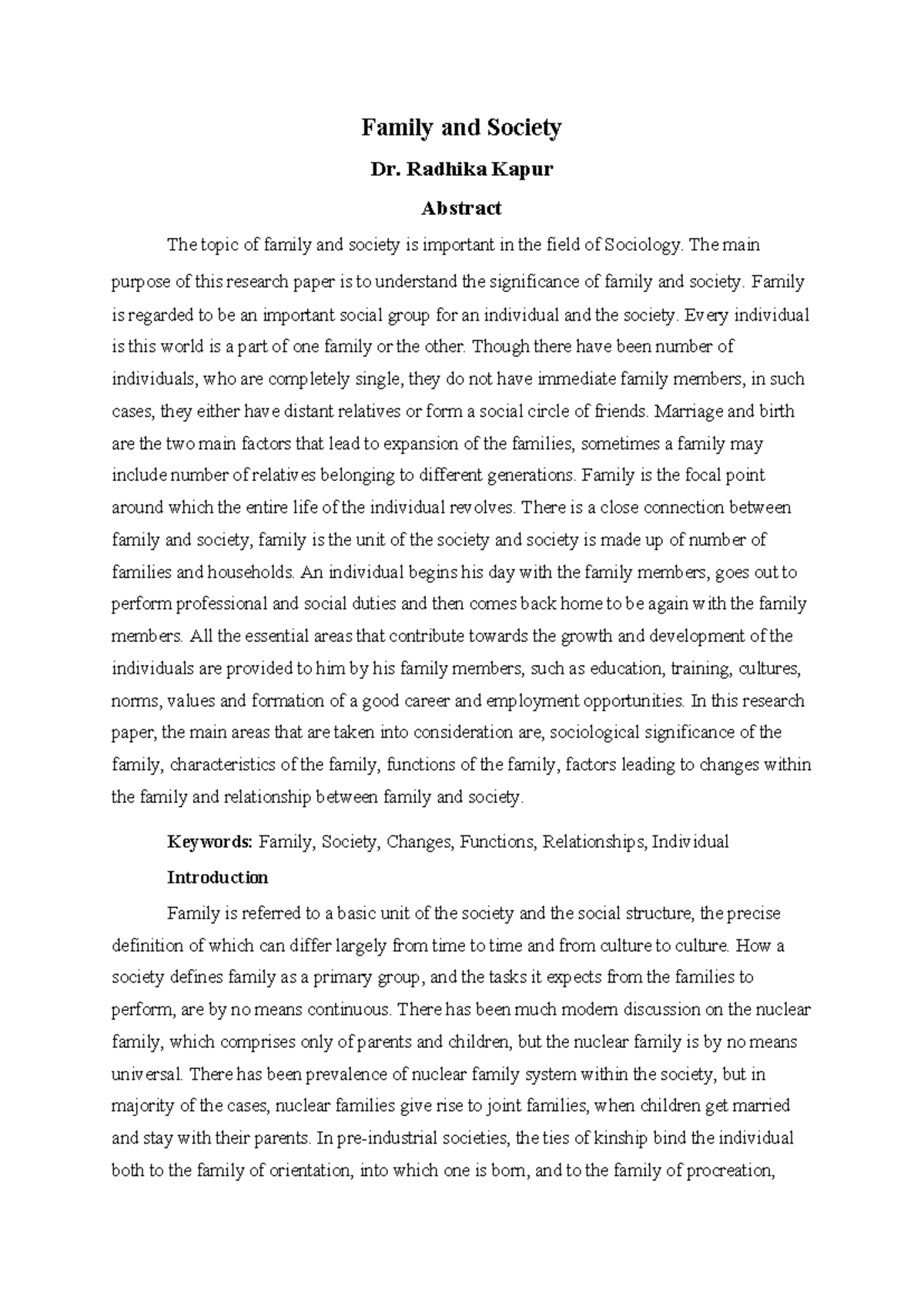 Familyand Society - An assignment given by the lecturer - Family and ...