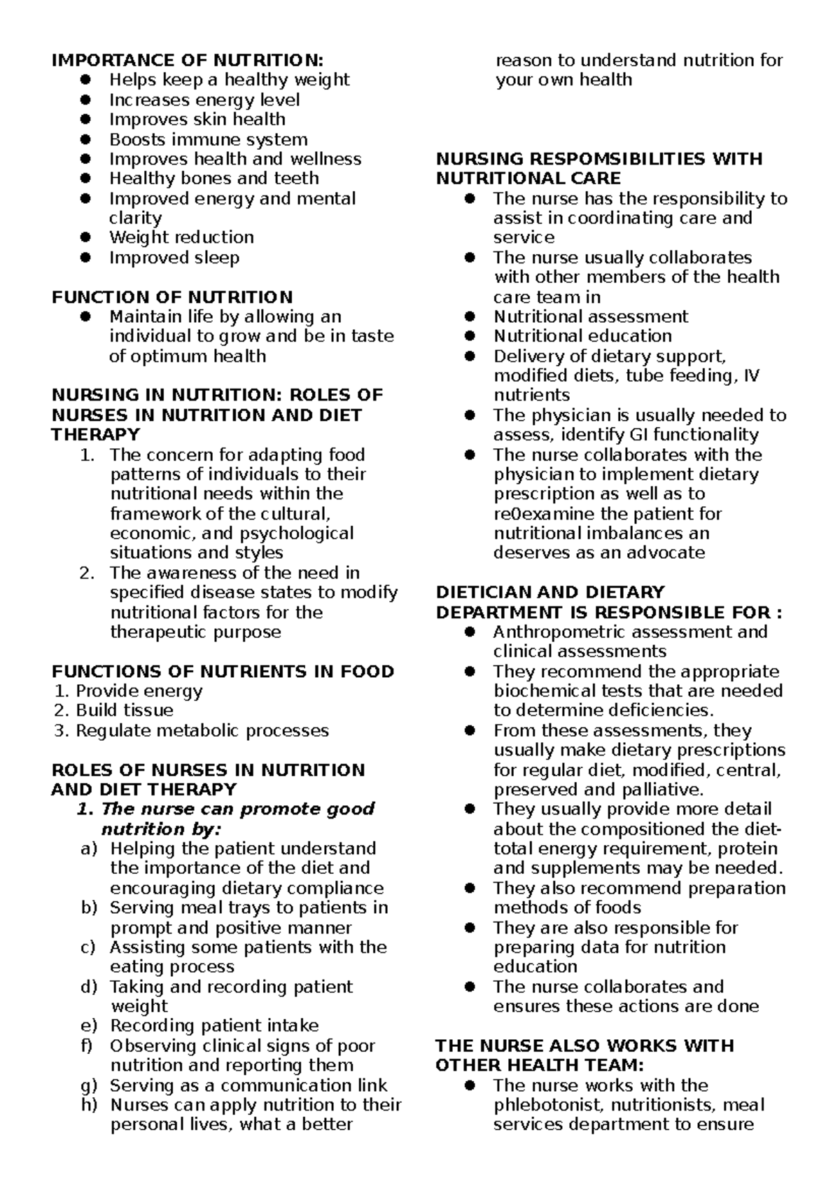 Importance OF Nutrition - IMPORTANCE OF NUTRITION: Helps keep a healthy ...