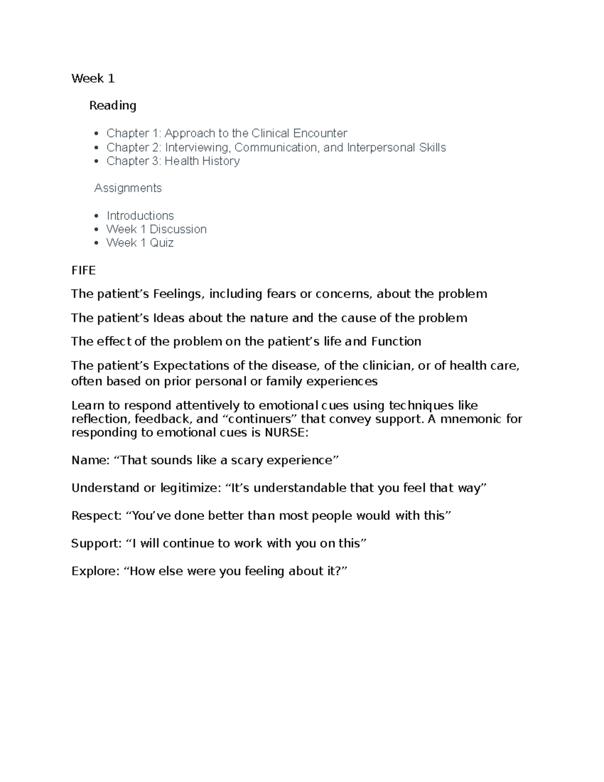 Advanced assessment Week 1 & 2 Notes - Week 1 Reading Chapter 1 ...