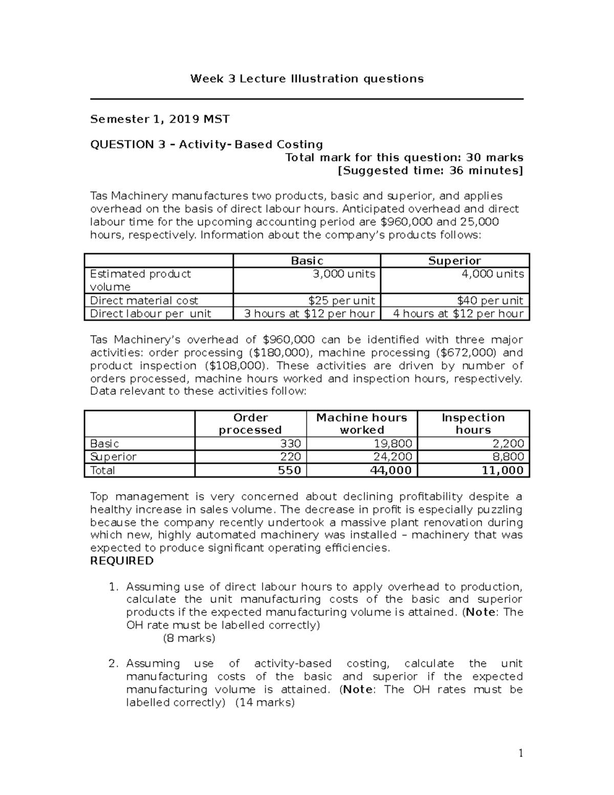 Lecture illustration questions - Week 3 - Week 3 Lecture Illustration questions Semester 1, 2019 ...