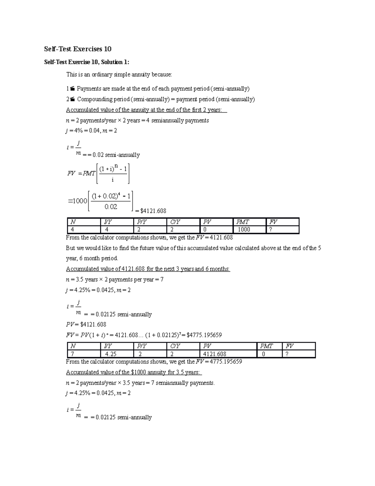 Self Test Exercises 10 - Textbook Questions - MATH10037 - Mohawk ...