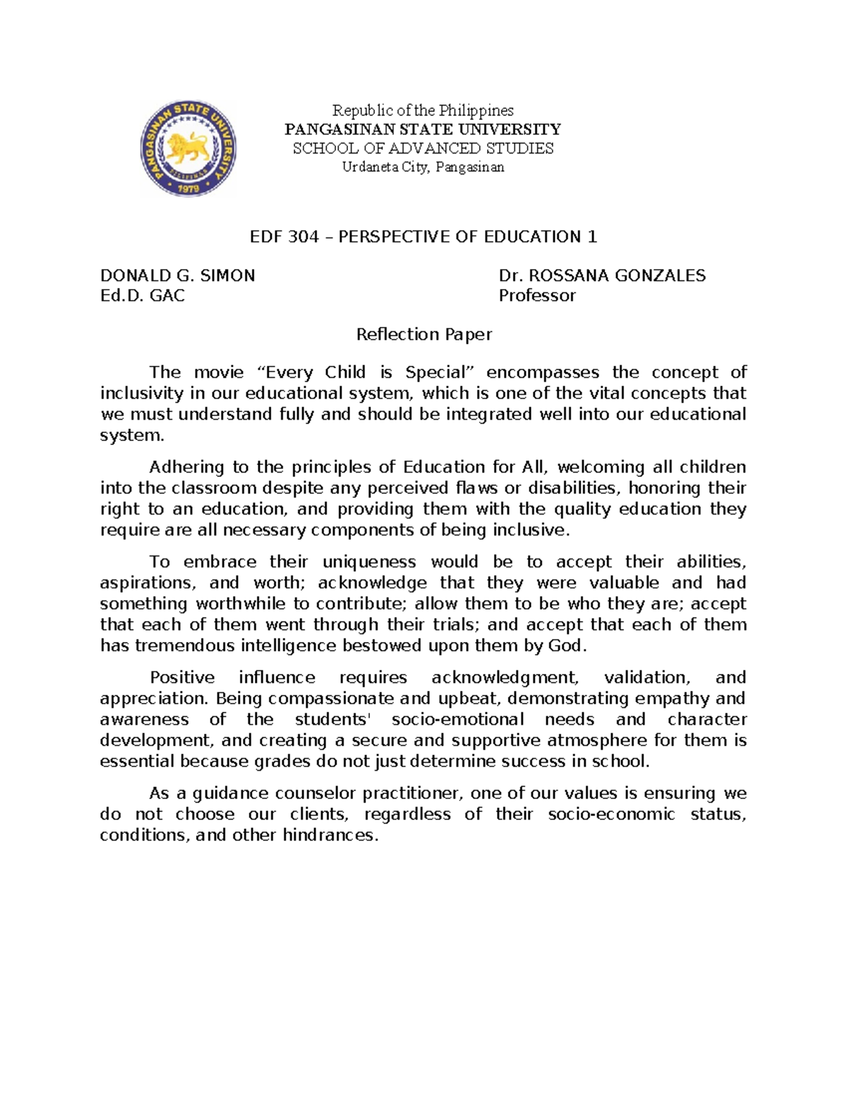 Activity 030224 - Reflection paper - Republic of the Philippines ...