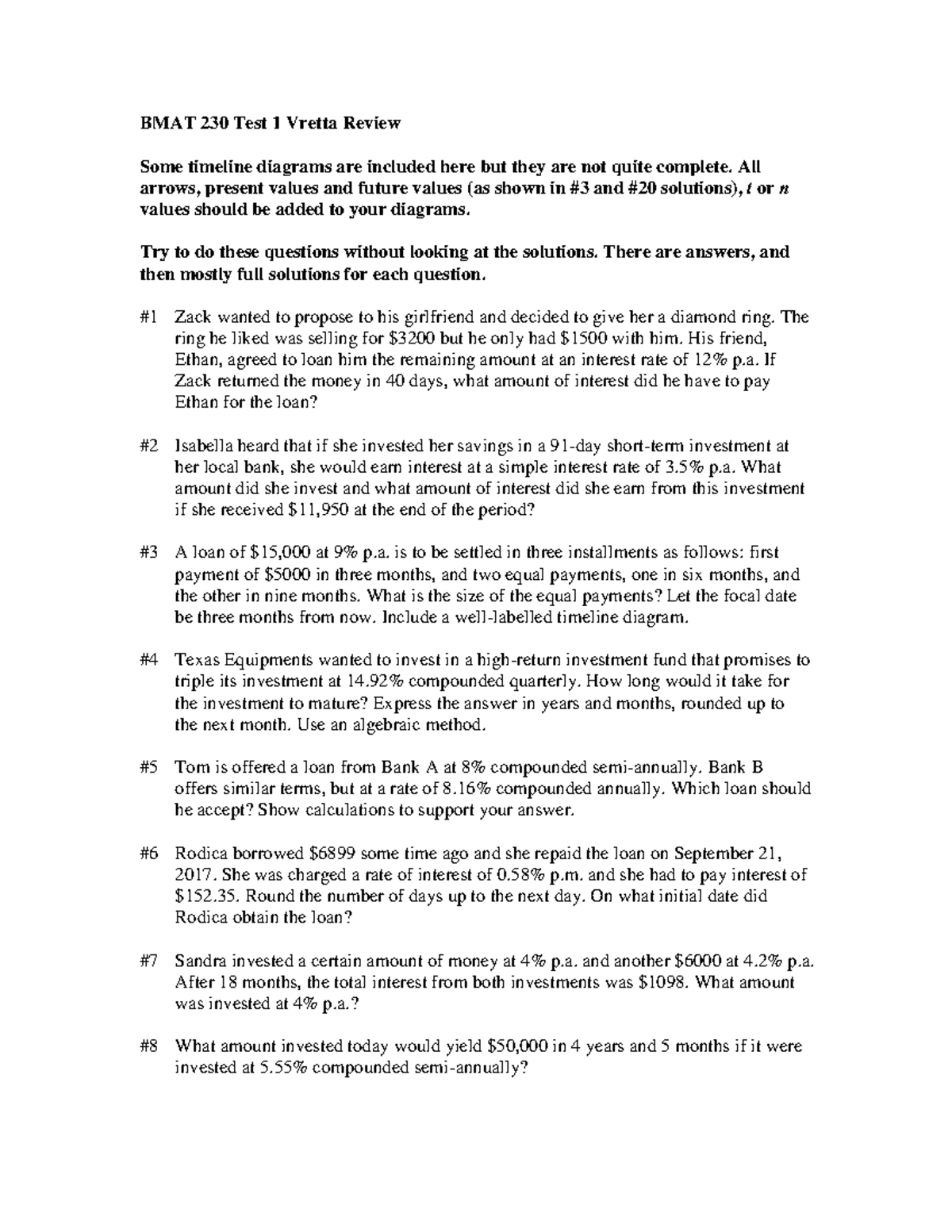 BMAT 230 Test 1 Vretta Review W2019 - BMAT 230 Test 1 Vretta Review ...