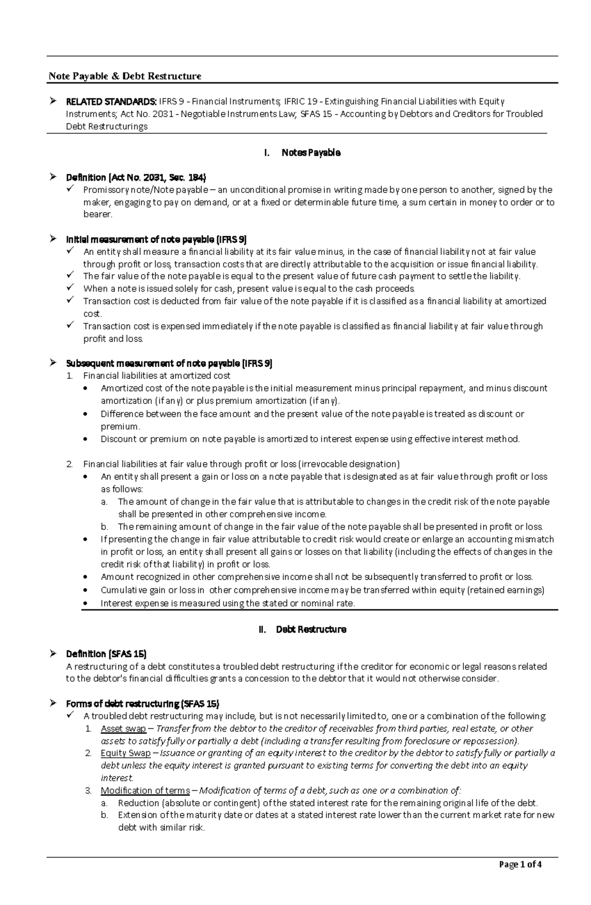 Focus-Notes Notes-Payable-Debt-Restructuring - RELATED STANDARDS: IFRS ...