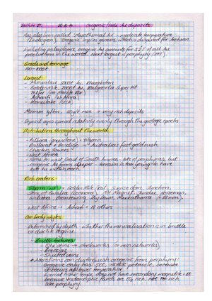 Ore Genesis Notes - LECTURE 1 Mineral deposit -an accumulation of solid ...