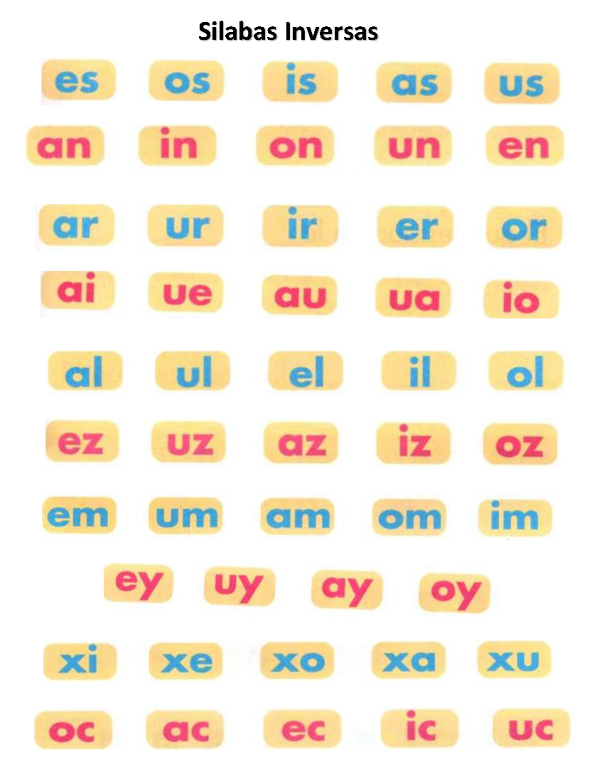 Silabas Inversas - Didáctica en la Enseñanza del Español - Studocu