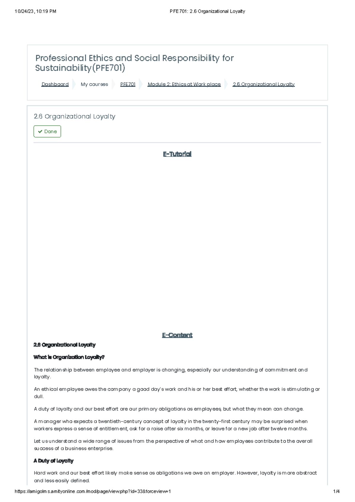 Professional Ethics and Social Responsibility for Sustainability - 10/24/23, 10:19 PM PFE701: 2 ...