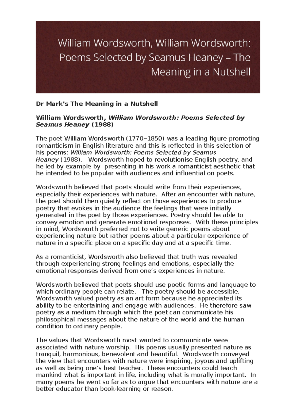 William Wordsworth - Wordsworth hoped to revolutionise English poetry ...