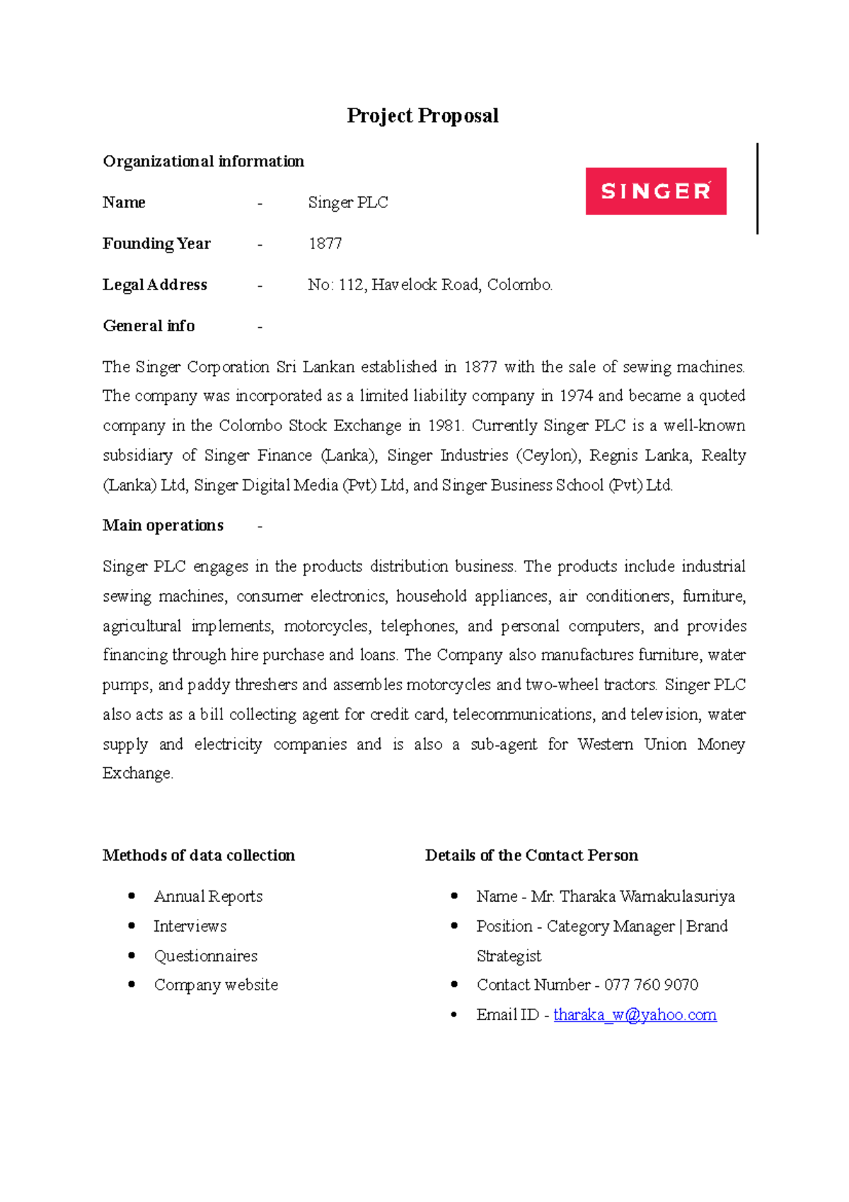 Group No. 03 - assignment - Project Proposal Organizational information ...