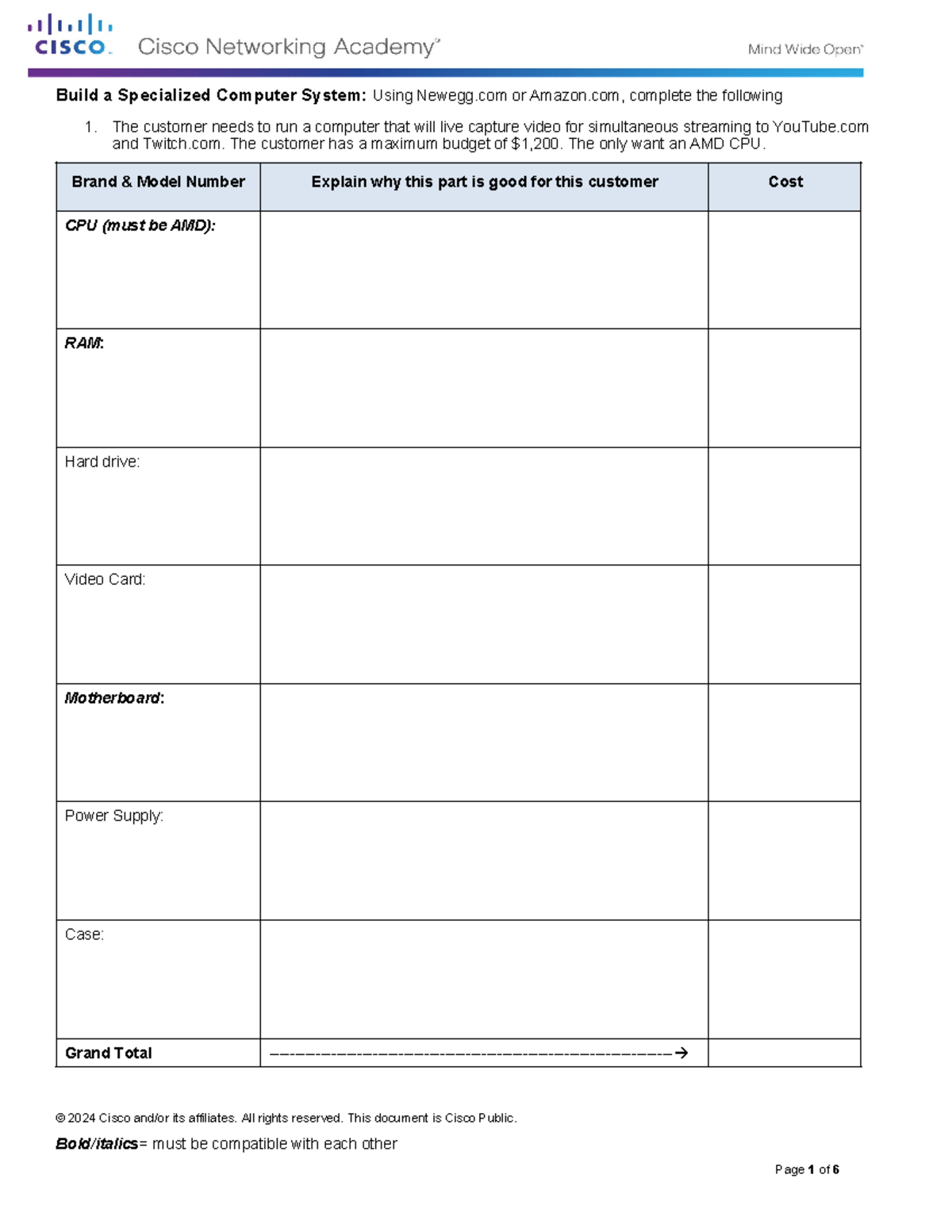 1 Custom Lab - Build a Specialized Computer System - Build a ...