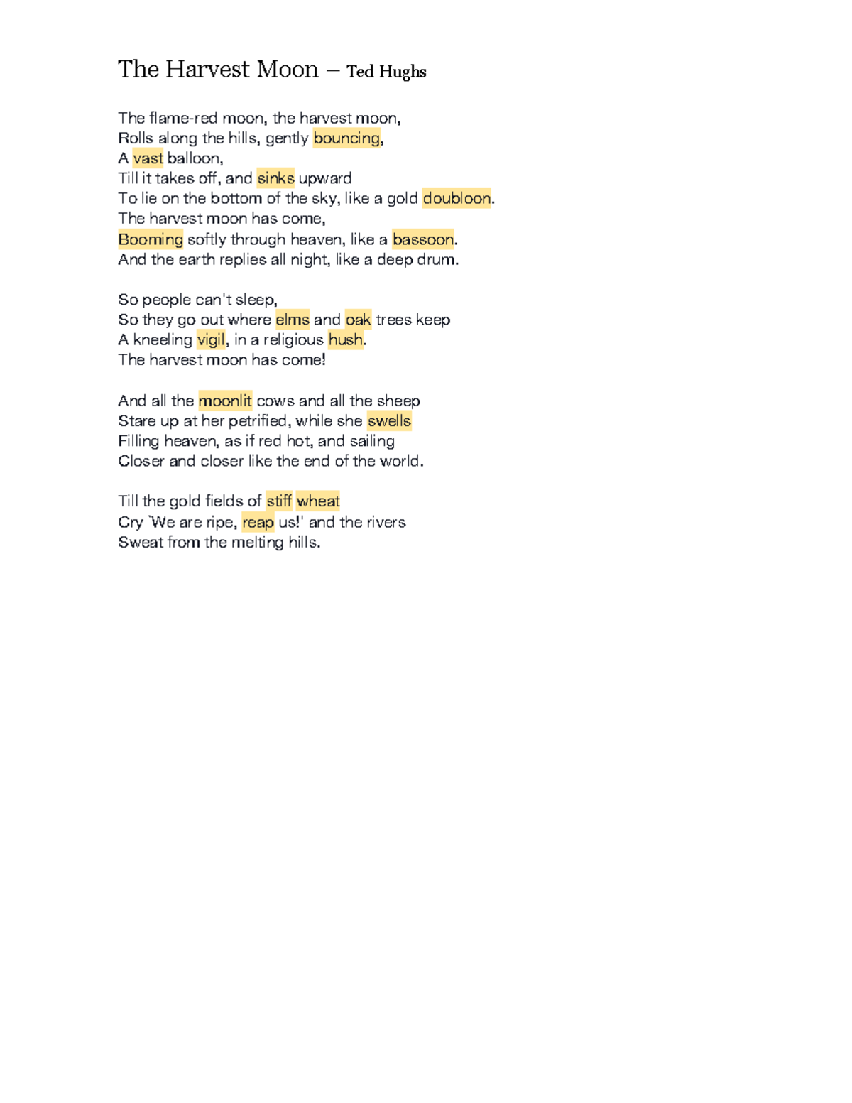 Copia de The Harvest Moon - The Harvest Moon – Ted Hughs The flame-red ...