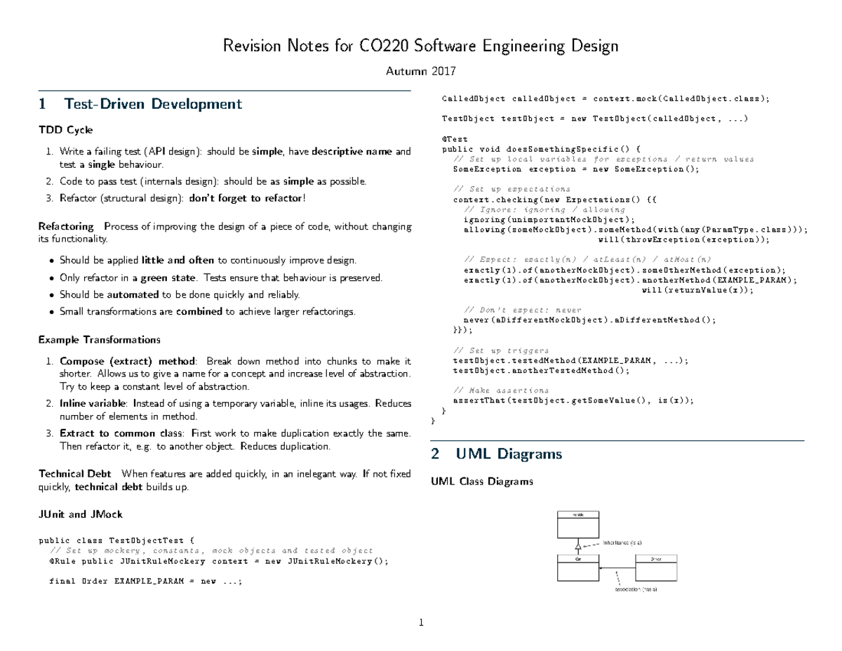 220 - Spooner - Software design - Revision Notes for CO220 Software ...