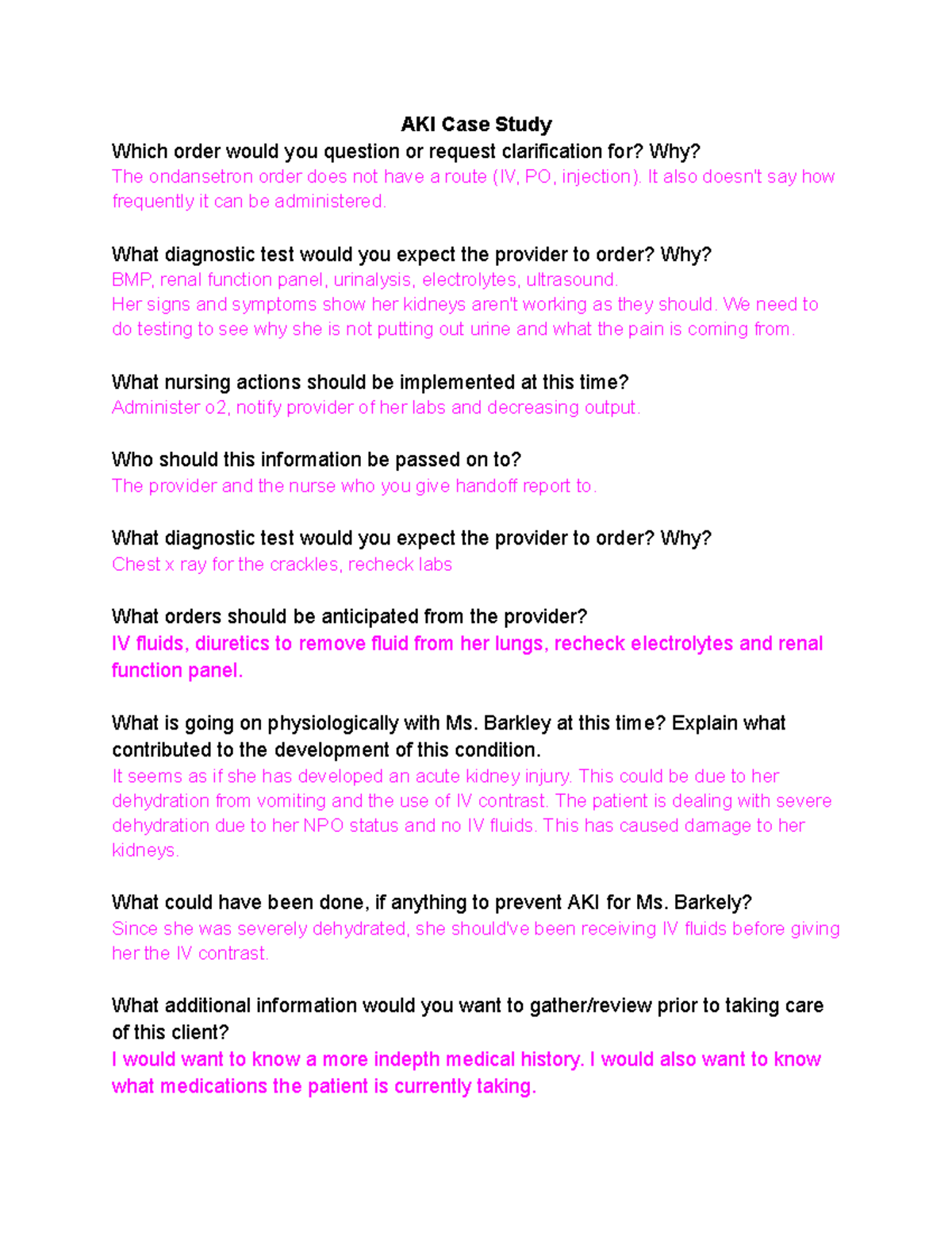 AKI Case Study - map - AKI Case Study Which order would you question or ...