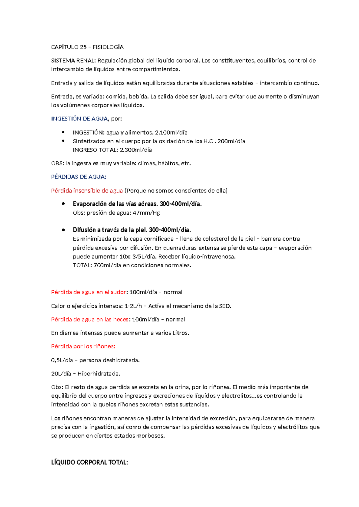 Capítulo 25 Guyton - CAPÍTULO 25 – FISIOLOGÍA SISTEMA RENAL: Regulación global del líquido ...