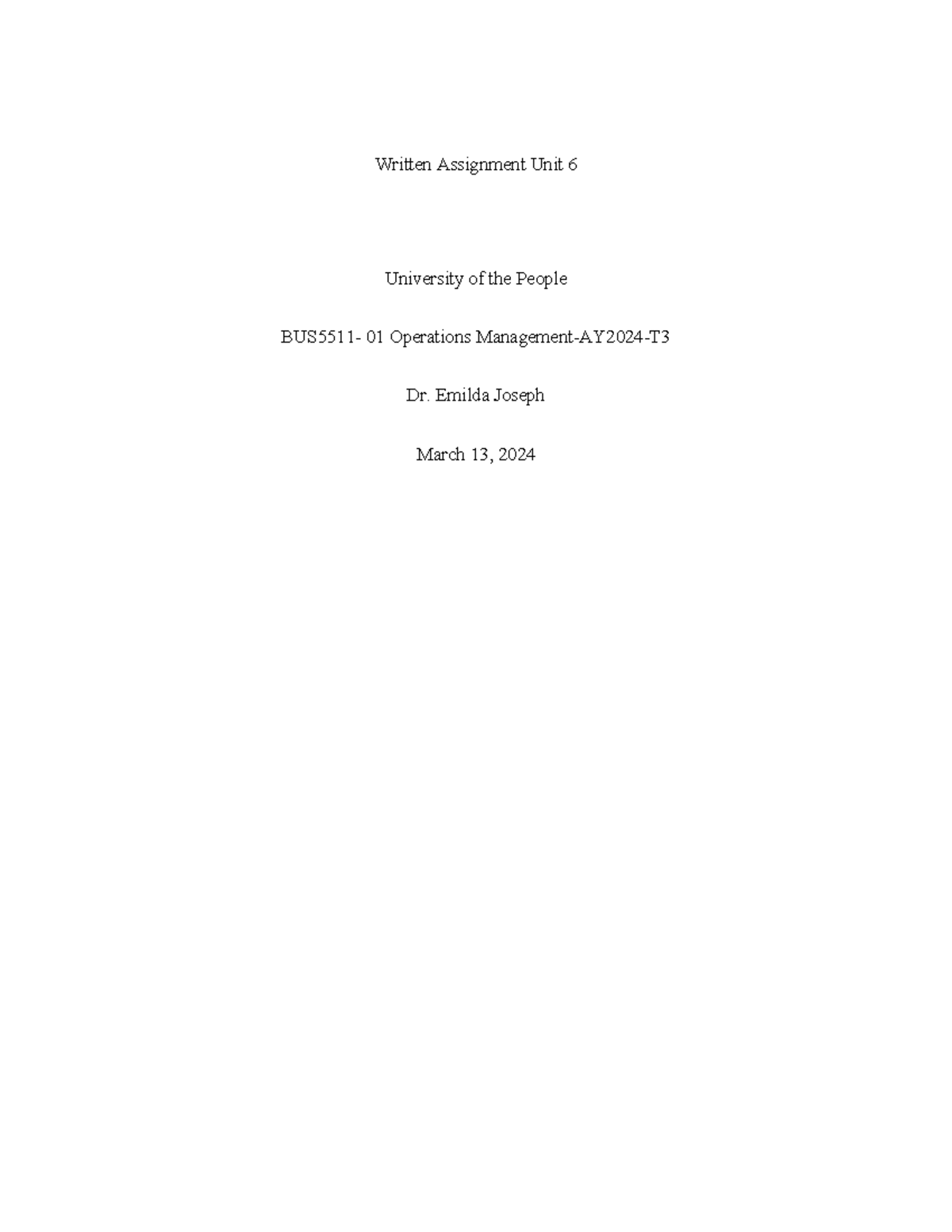 5511 Written Assignment UNIT 6 HR - Written Assignment Unit 6 University of the People BUS5511 ...