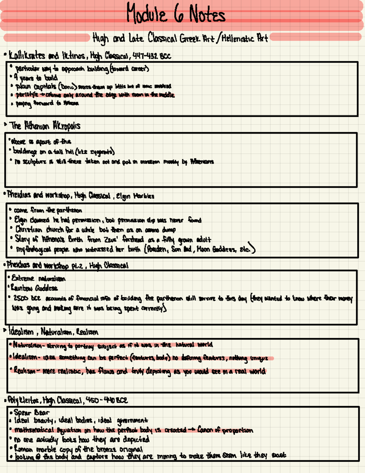 Module 6 Notes - high and late classical greek art/hellenistic art ...