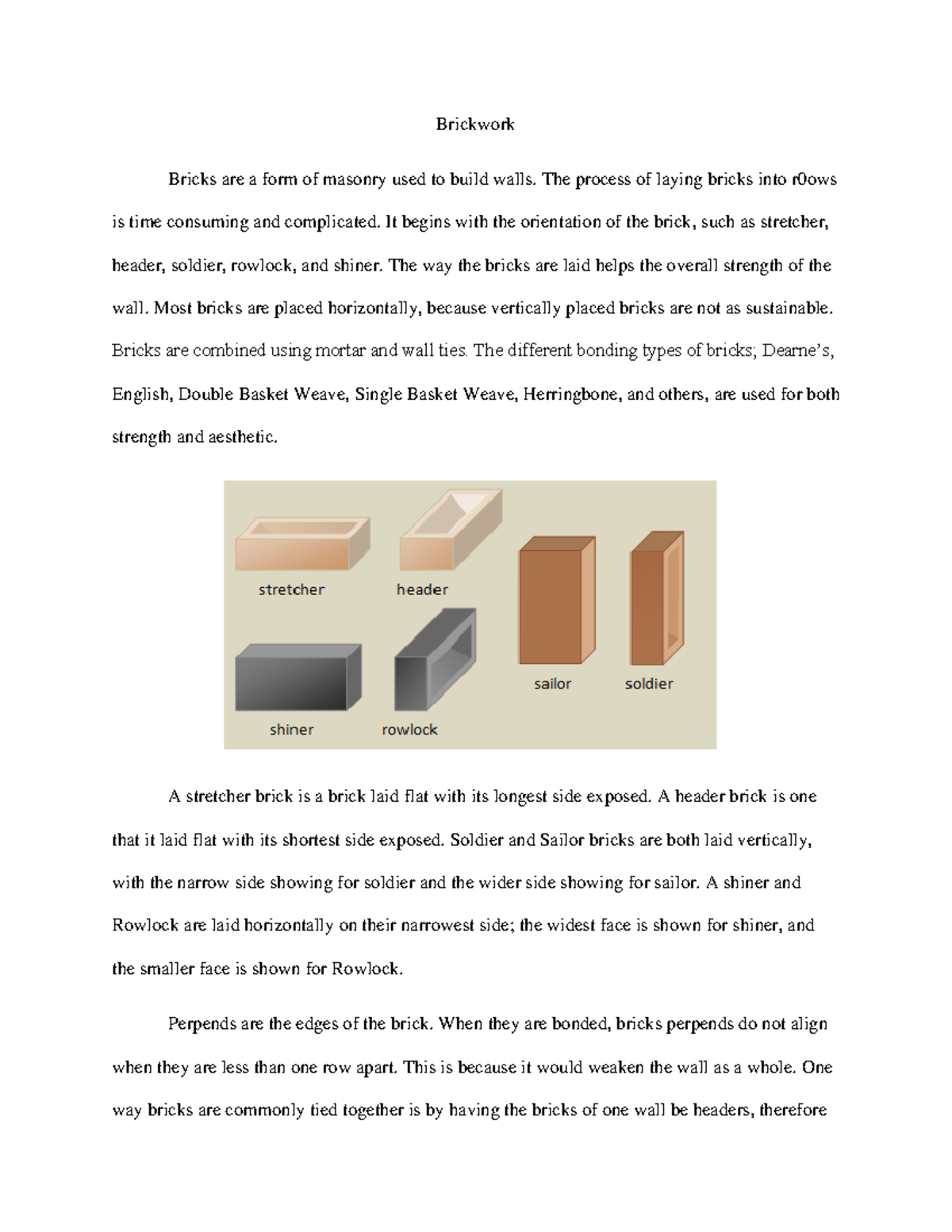 Brick Work - Lecture notes 3 - Brickwork Bricks are a form of masonry ...