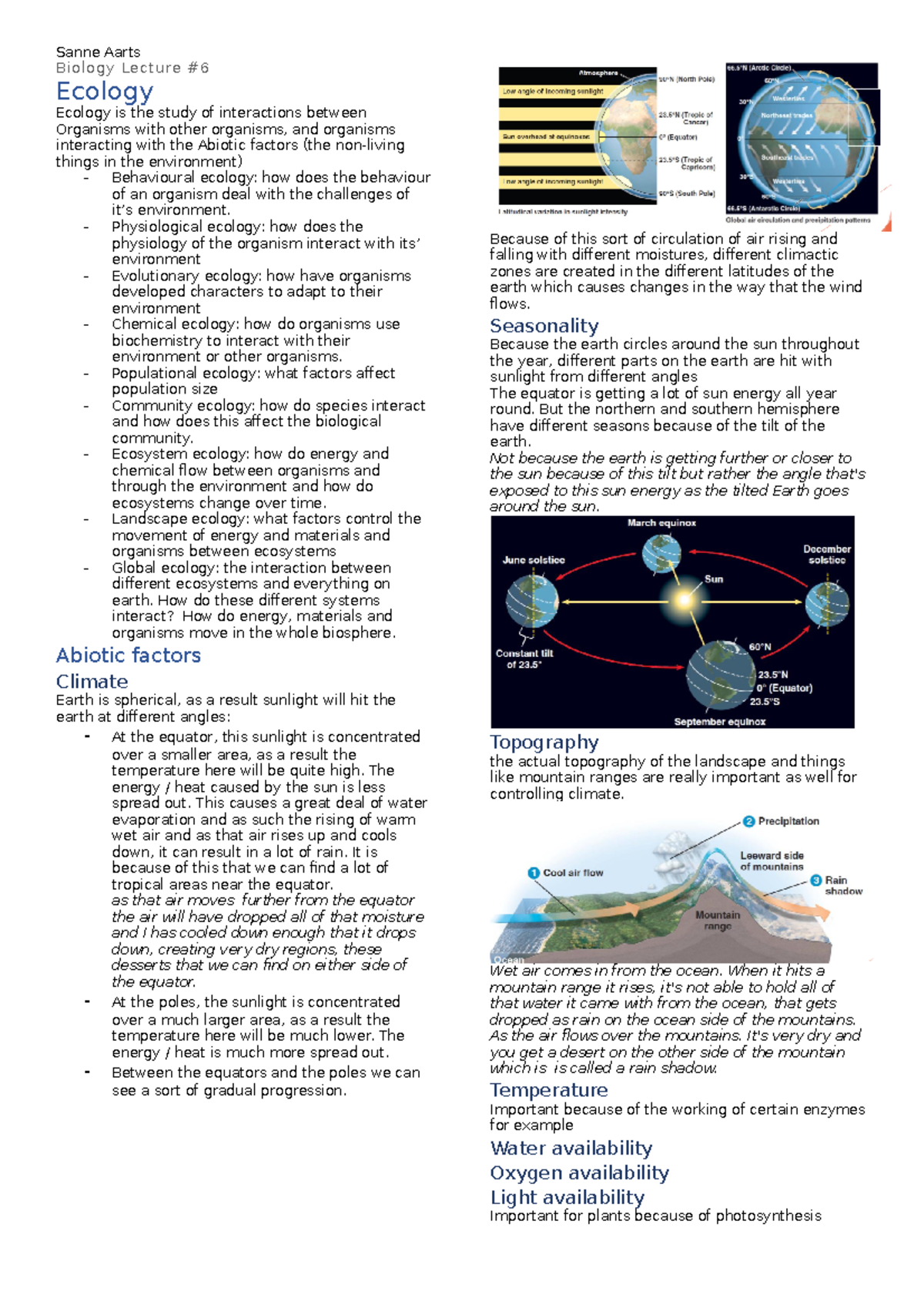 Biology Lecture 6 - Physiological ecology: how does the physiology of ...